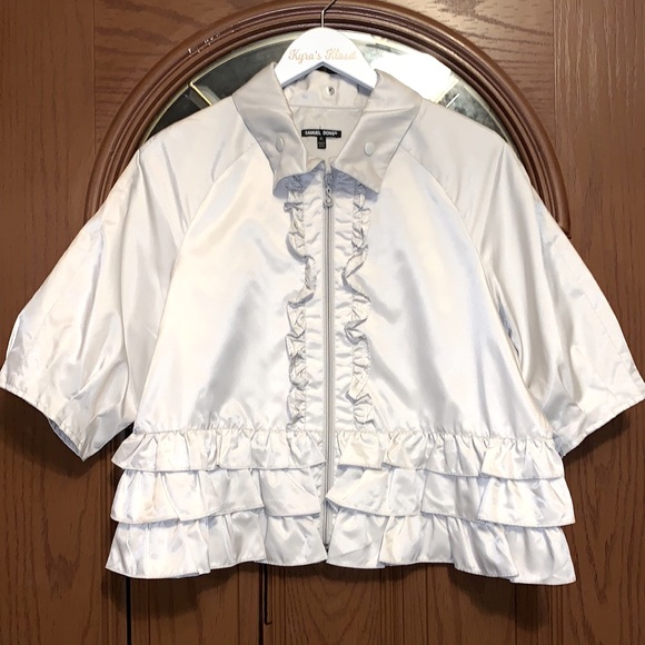 Samuel Dong | Jackets & Coats | Samuel Dong Shiny Beige Ruffle Tiered ...